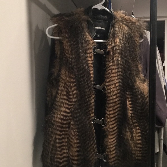 Members Only | Jackets & Coats | Members Only Leather And Faux Fur Vest ...